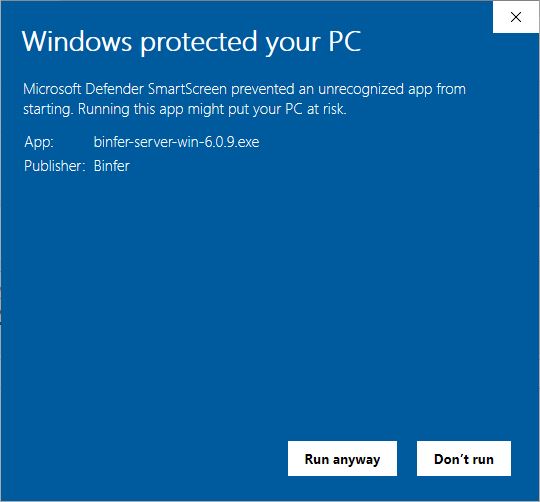 Installing in Windows - Service | Binfer Help